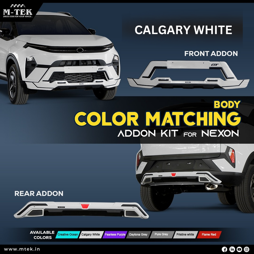 M-Tek Body Color Matching Addon Kit (Front and Rear) for TATA NEXON ...