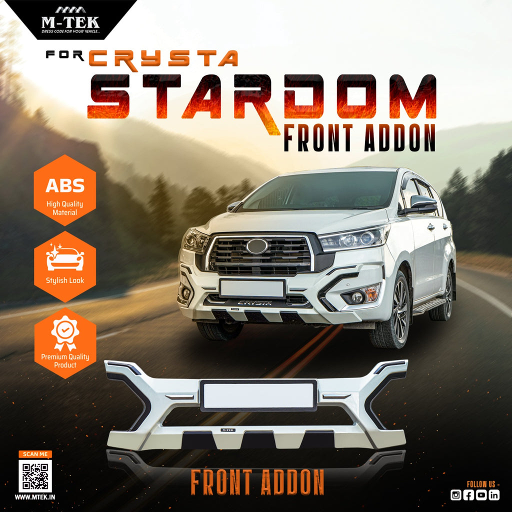 M-Tek ABS Stardom Front Addon Kit (Pearl White) for Innova Crysta (2023 ...