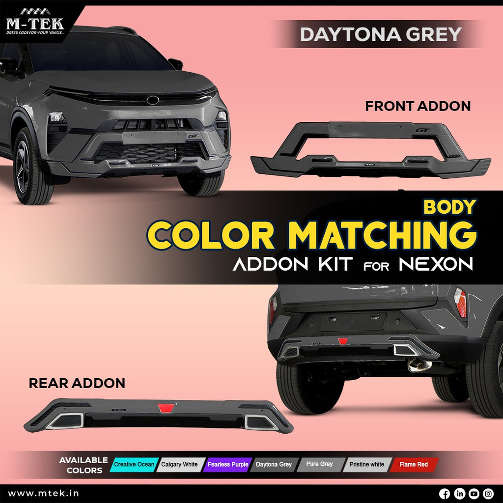 M-Tek Body Color Matching Addon Kit (Front and Rear) for TATA NEXON ...