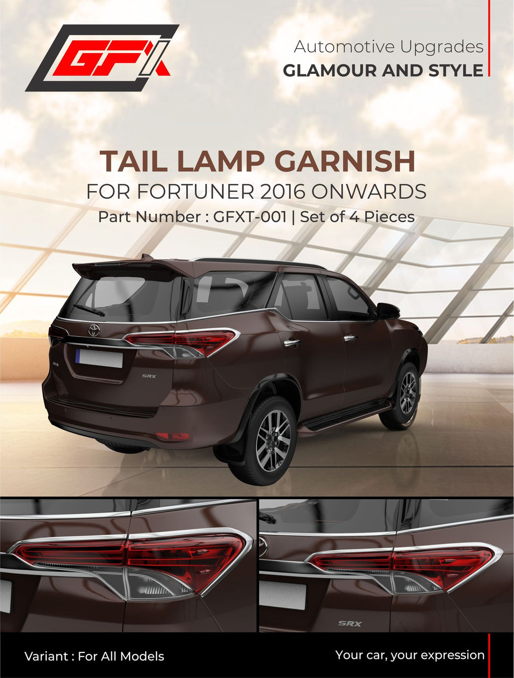 GFX Tail lamp Garnish Fortuner 2016 GFXT-001 – DolphinAccessories