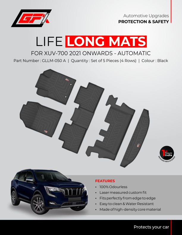 GFX XUV-700 7-SEATER(ONWARDS) LIFELONG MAT – DolphinAccessories